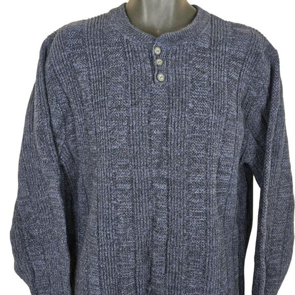 Bass | Sweaters | Vintage9s Bass Mens Sweater Xl Navy Blue Henley Neck ...